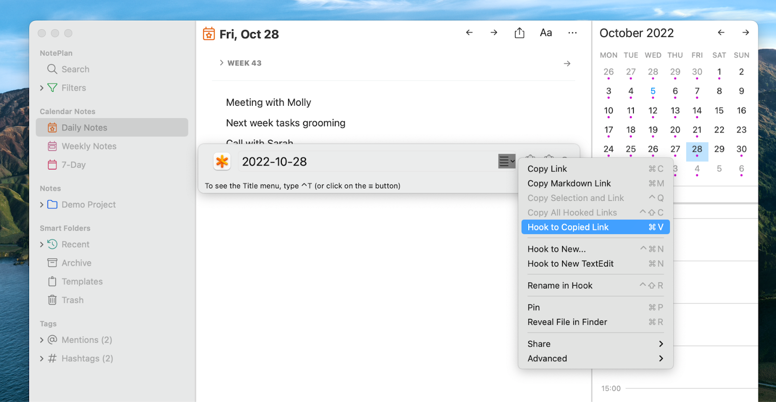 Interlink objects, items, web pages, emails, and folders with Hookmark