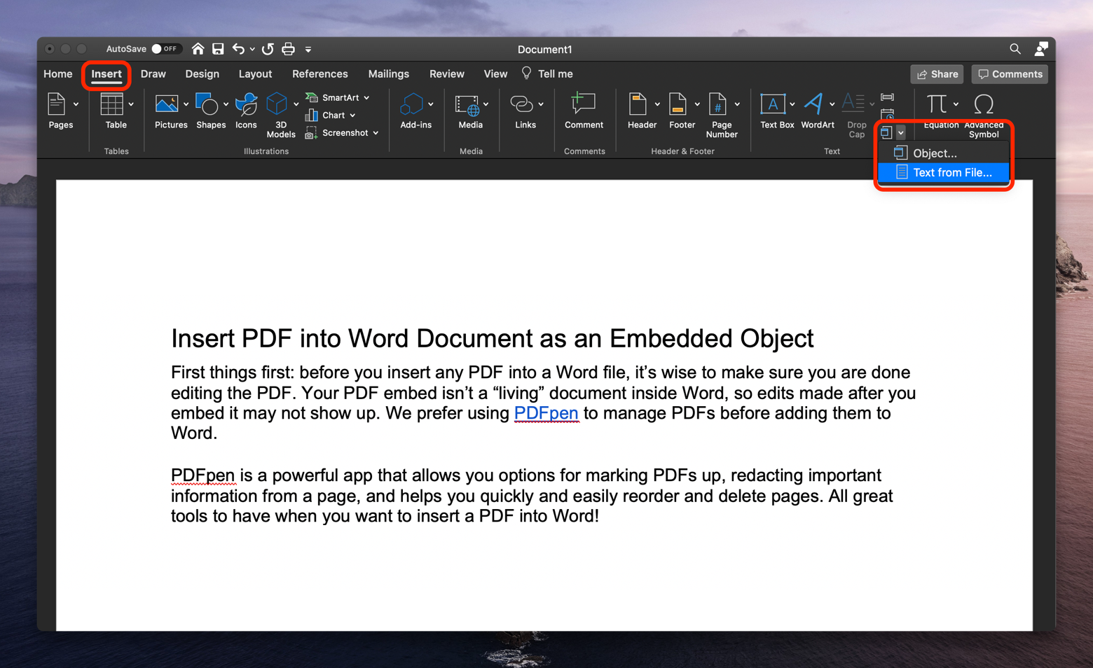 How to insert PDF into Word documents the right way