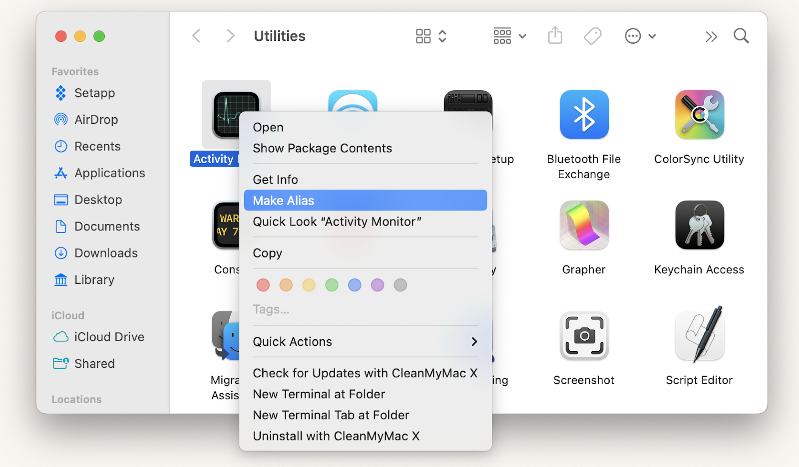 What is the Utilities folder on a Mac?