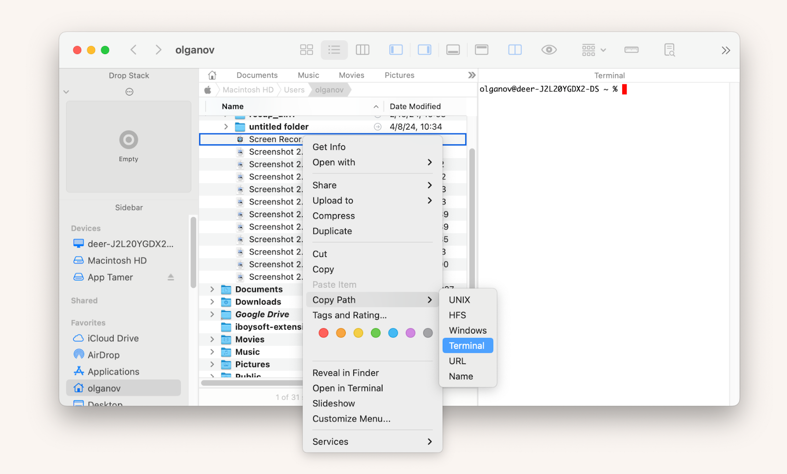 How to copy file paths on Mac