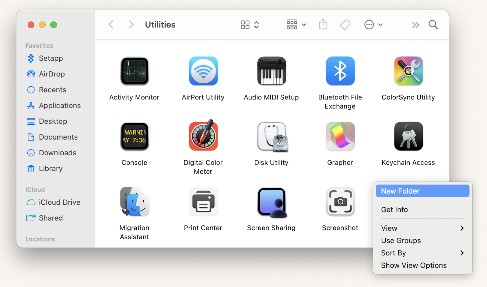 What is the Utilities folder on a Mac?